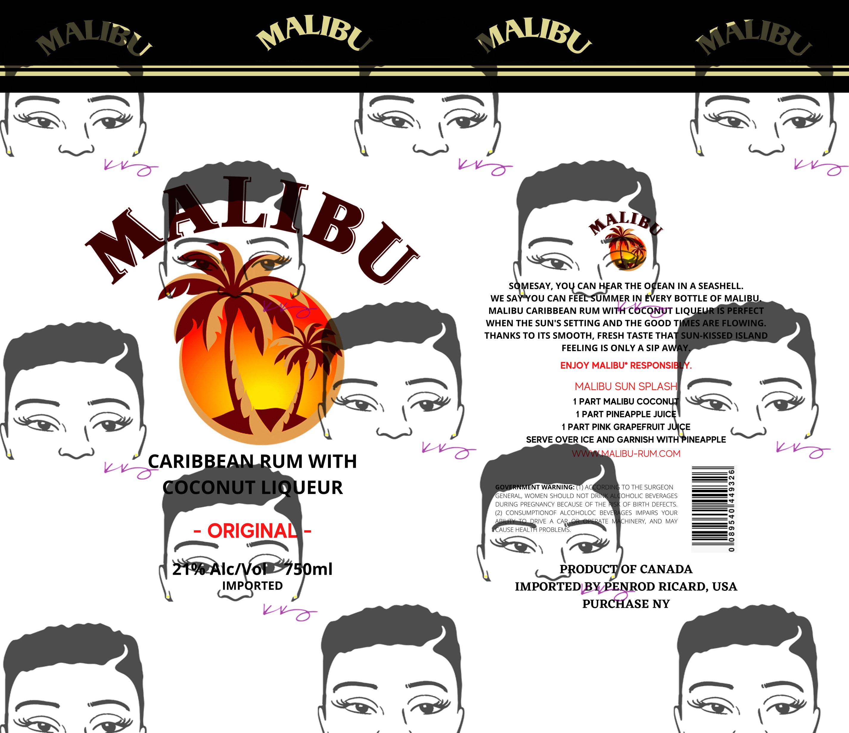 Malibu Rum Tumbler Wrap PNG 300 DPI Sublimation Wrap - Etsy