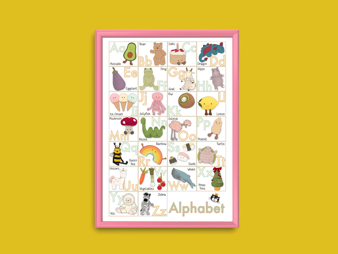 Adorable Alphabet Print | Plushie Abc Unframed Print | Read Description ...