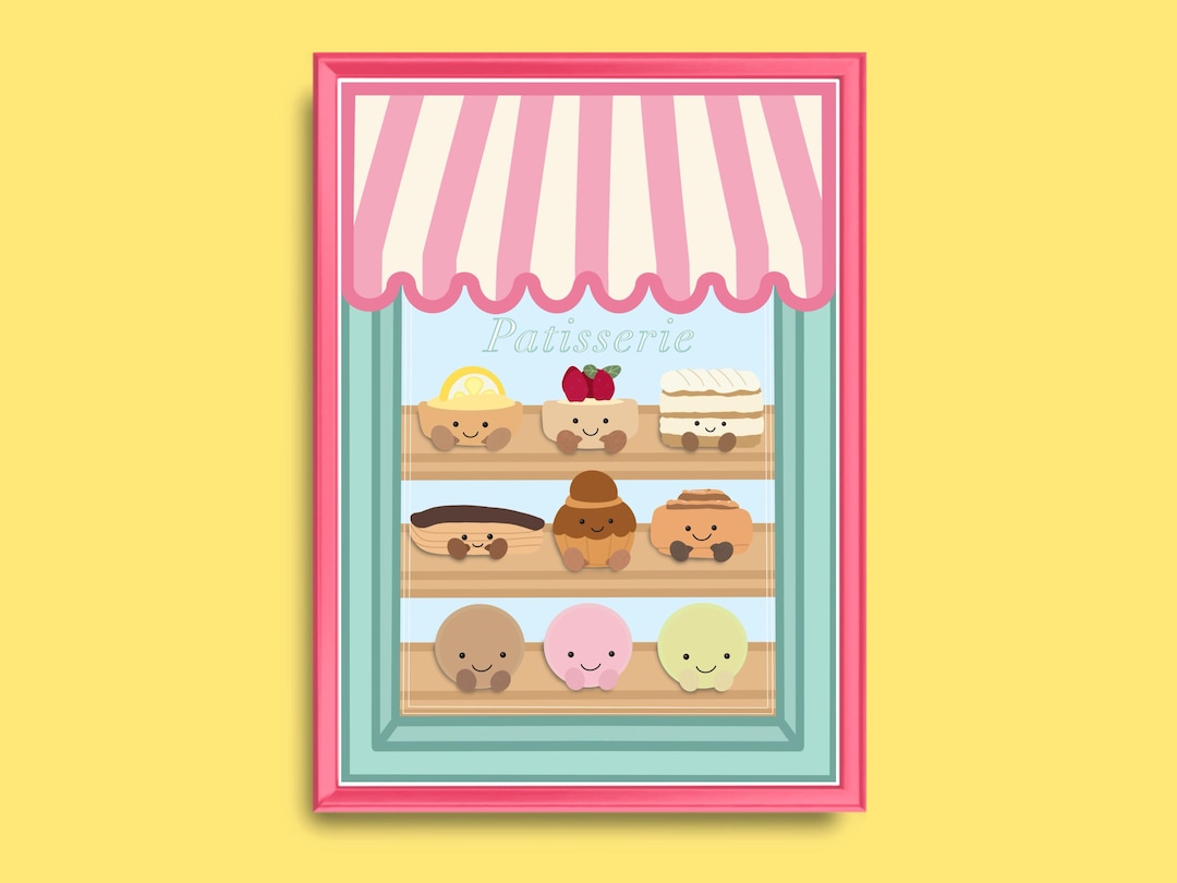 Cartoon French Bakery Plushie Print | Sweet Treats Art - Etsy