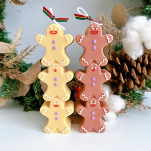 Gingerbread Men Trio Candles | Holiday Candle Decor | Christmas Taper ...