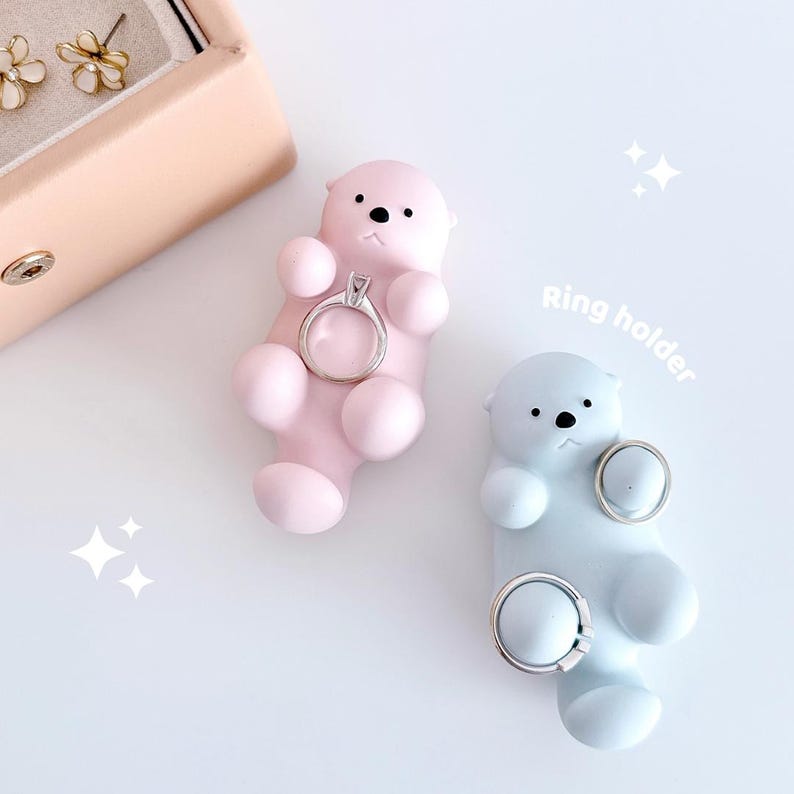 Cute Otter Ring Holder | Jesmonite Ring Dish | Key Holder | Kawaii Home ...
