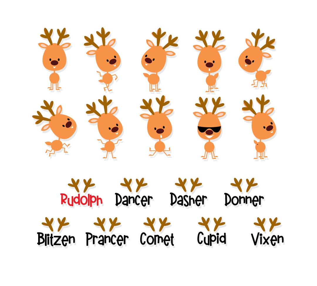 Santa's Reindeer Svg / Cool Reindeer Svg / Ruldolf / Dancer Prancer ...