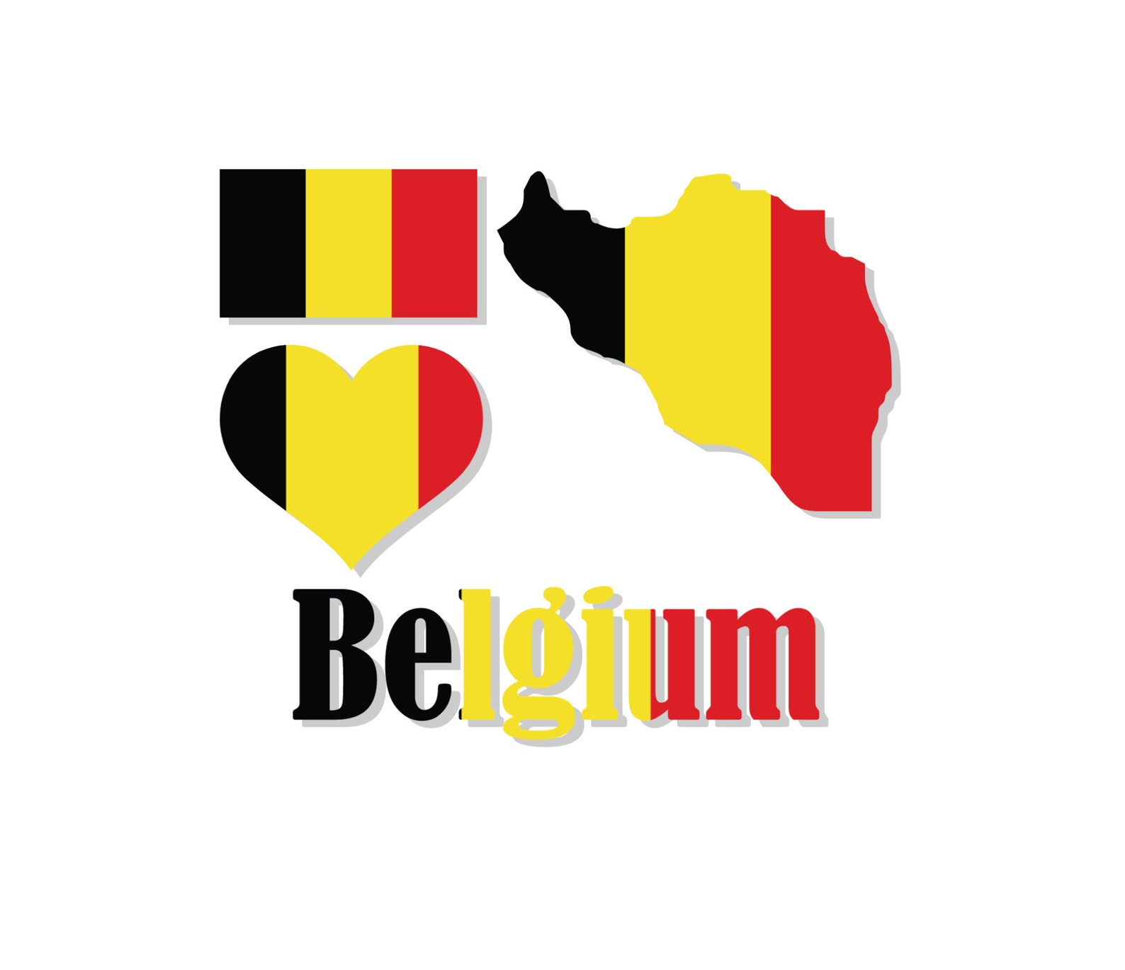 Belgium Flag SVG for Cricut / Belgium Map SVG / Belgium Heart SVG for ...