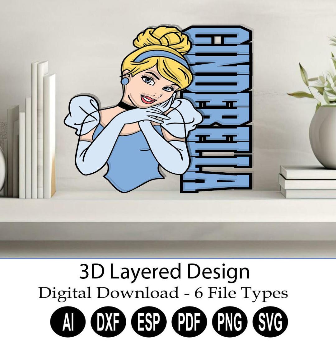 3d Layered Laser Cut Princess Digital Download/laser Cut Layered Svg ...