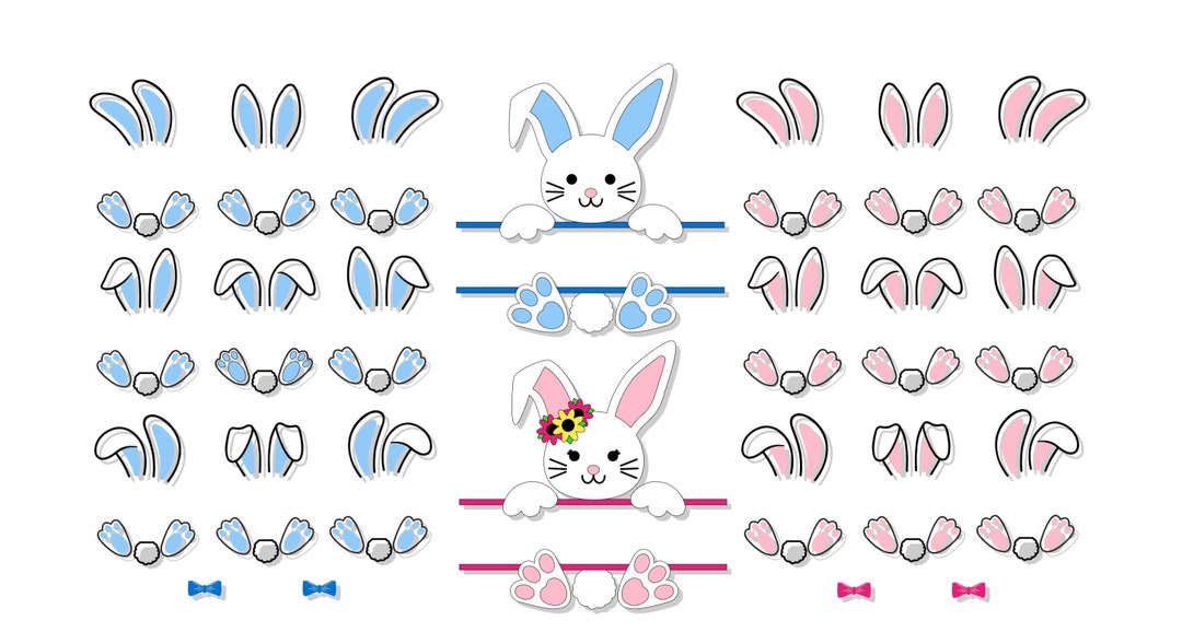 Split Bunny Svg File for Cricut / Girl Split Bunny Frame Svg / Boy ...
