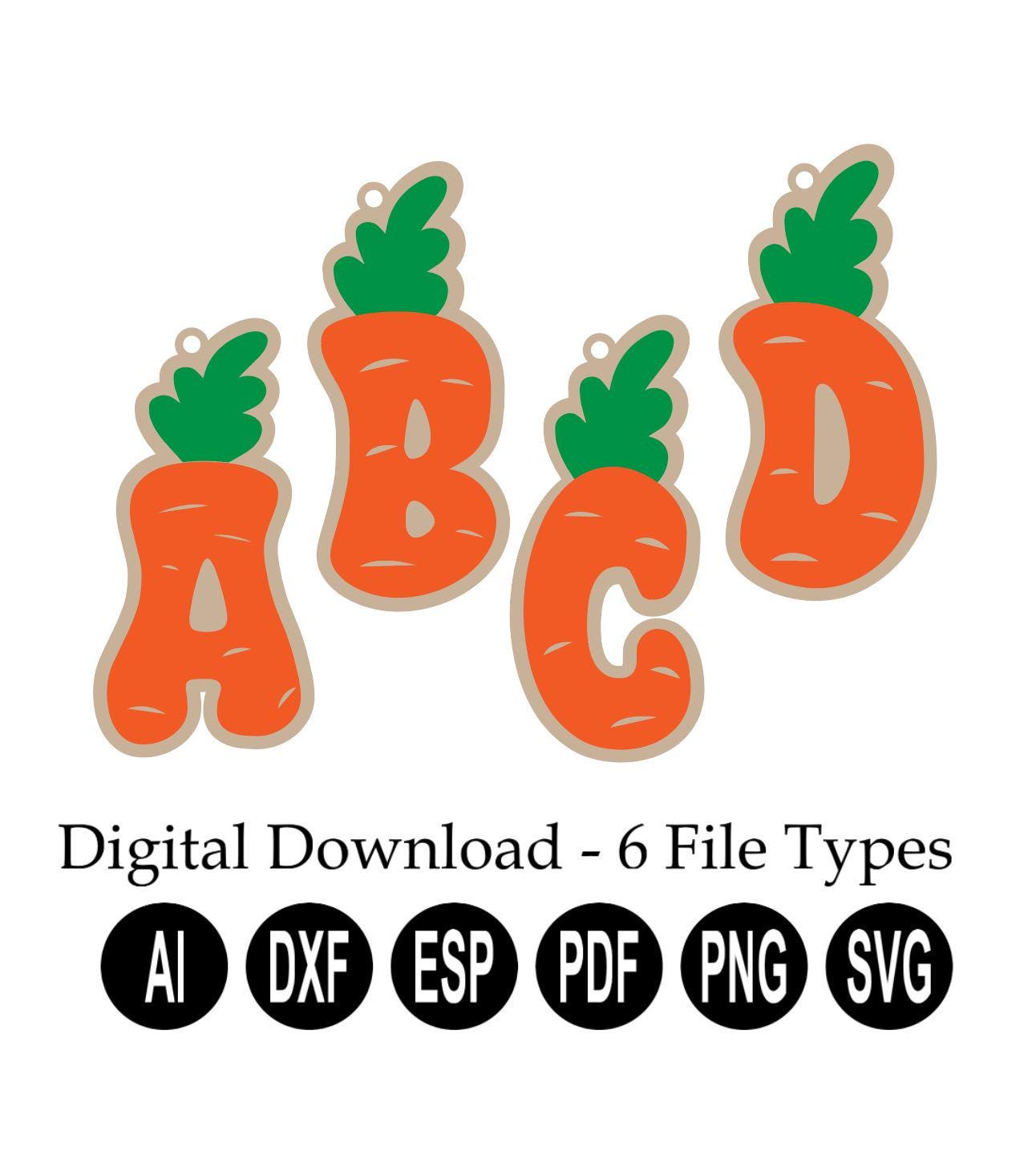A-Z Layered Carrot Letter Monogram Digital Download/easter Carrot ...