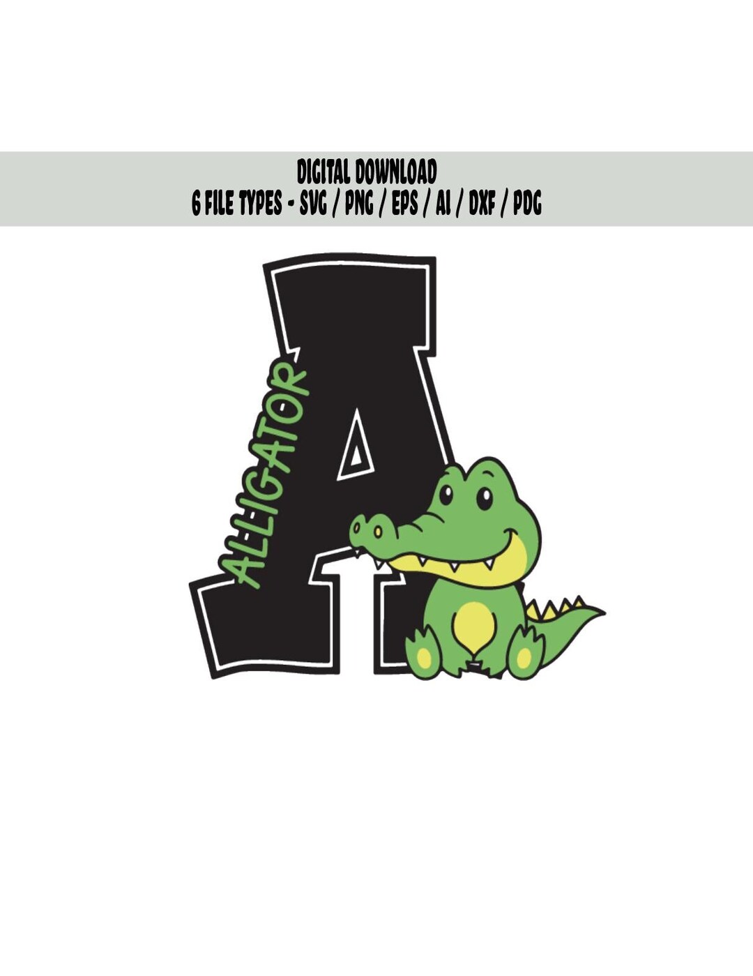A is for Alligator Animal Letter Digital Download for Cricut Silhouette ...