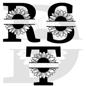Sunflower Split Letter Monogram A to Z / Split Letter Monogram SVG ...