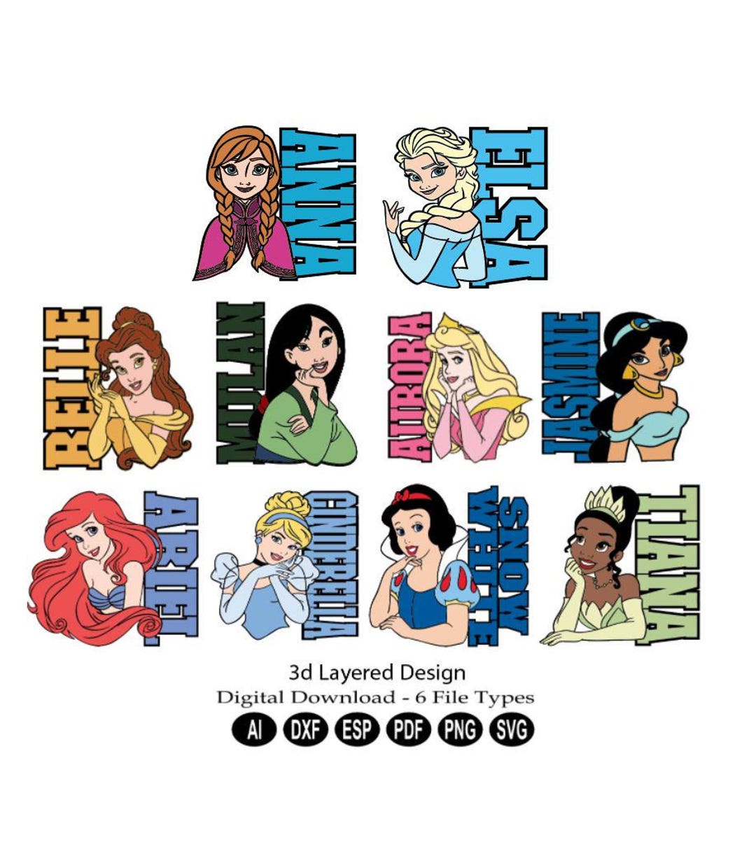 3d Layered Laser Cut Princess Digital Download/laser Cut Layered Svg ...