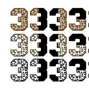 Leopard Print Number SVG / Half Leopard Print Number SVG / 0-9 Leopard ...