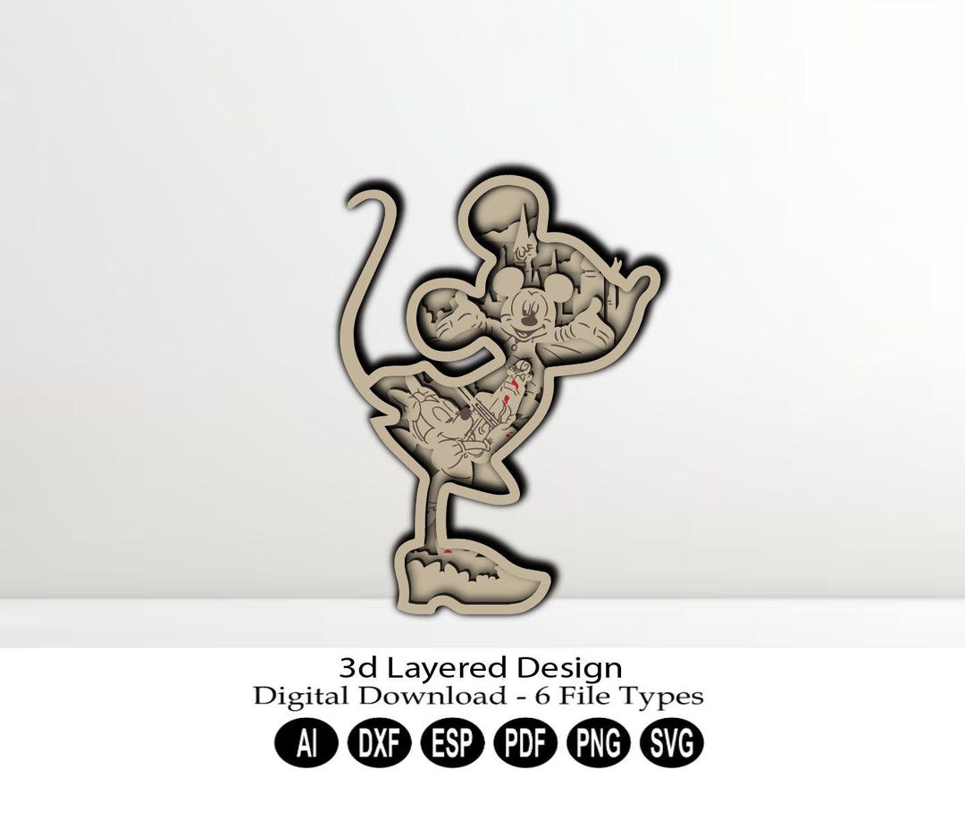 3d Layered Laser Cut Digital Download/mouse Layered Svg/laser Cut File ...