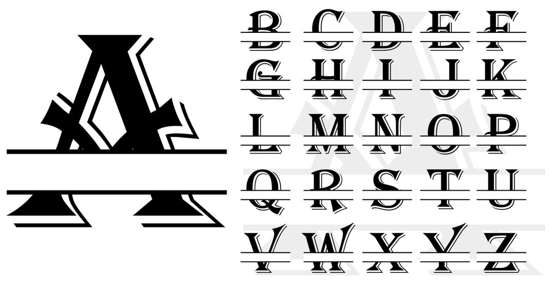Split Letter Monogram SVG File for Cricut and Silhouette - Etsy