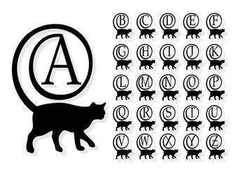 Cat Monogram Svg | Etsy