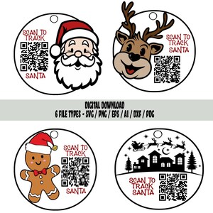 Santa Track QR Code Digital Download Ornament.norad Santa Tracker QR ...