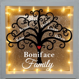 Personalized Family Tree Light up Shadow Box - Etsy