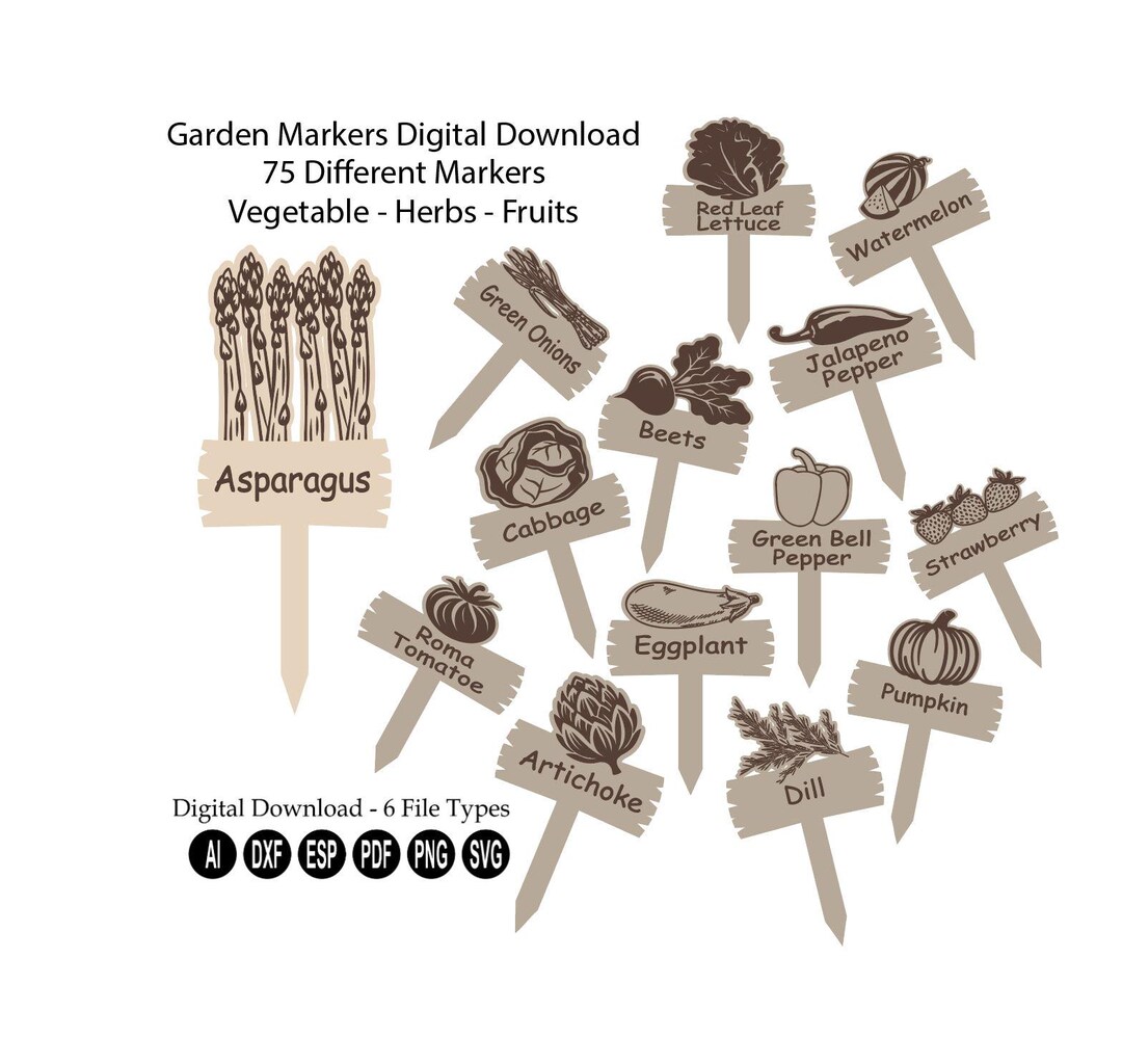 Garden Marker Digital Download Laser Cut/herb Garden Markers/vegtable ...