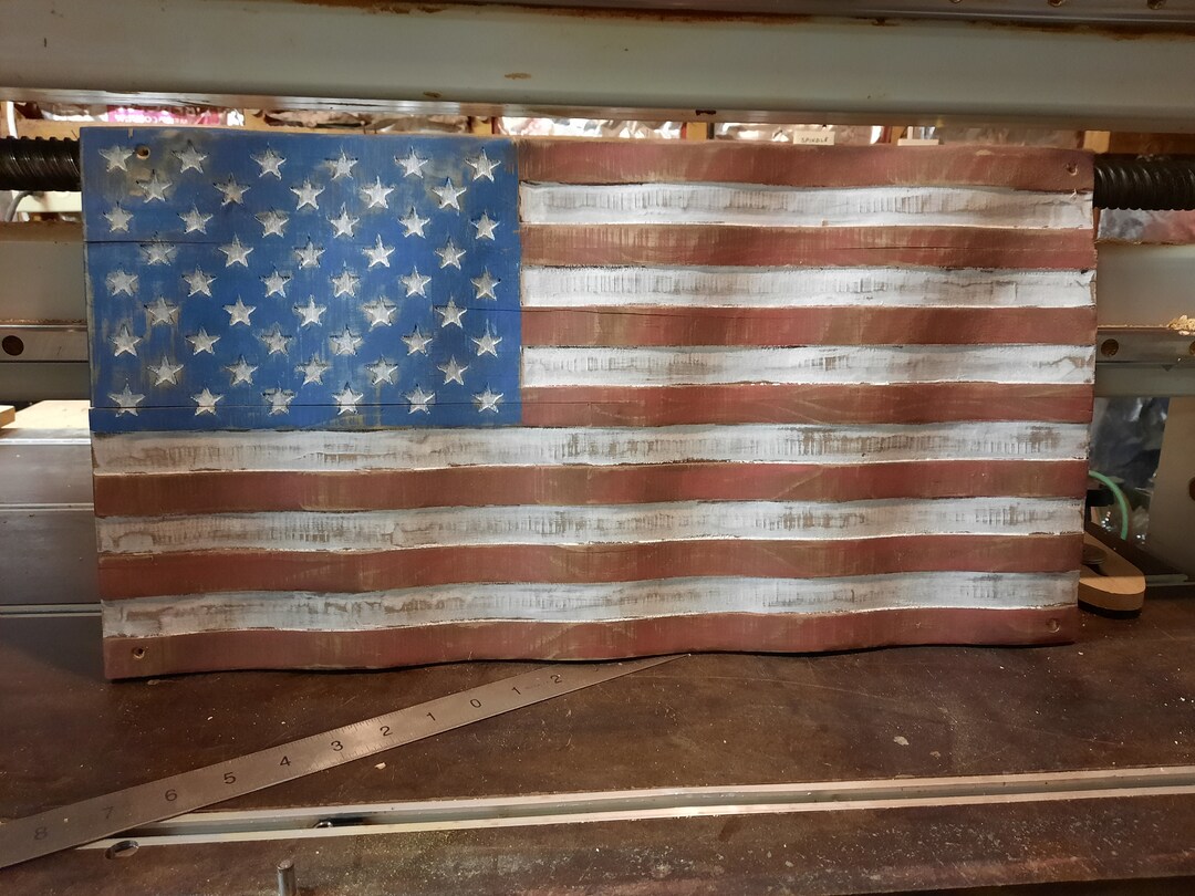 50 Star Wavey Wood Flag - Etsy