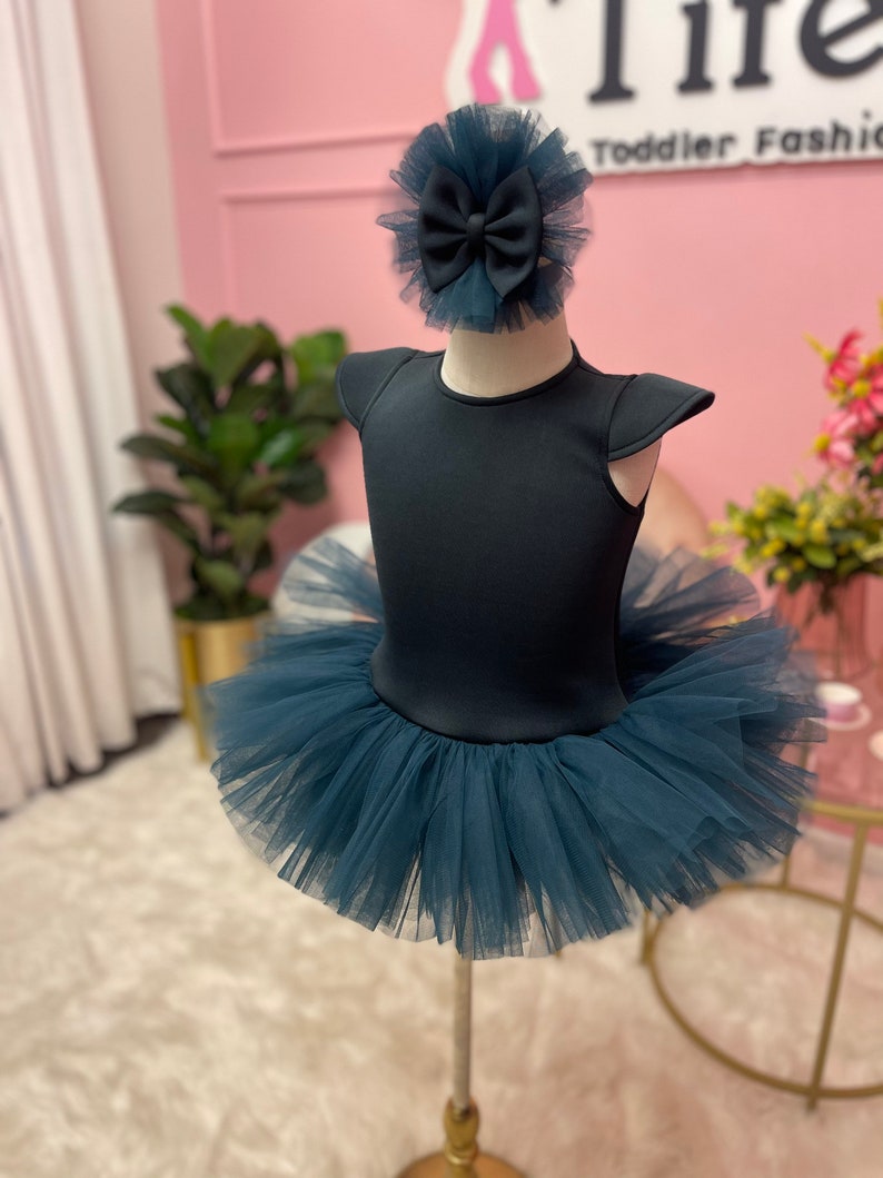 Emerald Green Dress, Cap Sleeve Tutu Girl Dress With Matching Hair Bow ...