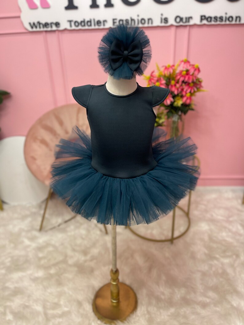 Emerald Green Dress, Cap Sleeve Tutu Girl Dress With Matching Hair Bow ...