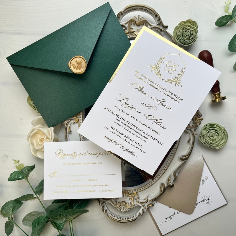 Dark Green Wedding Invitations - Etsy