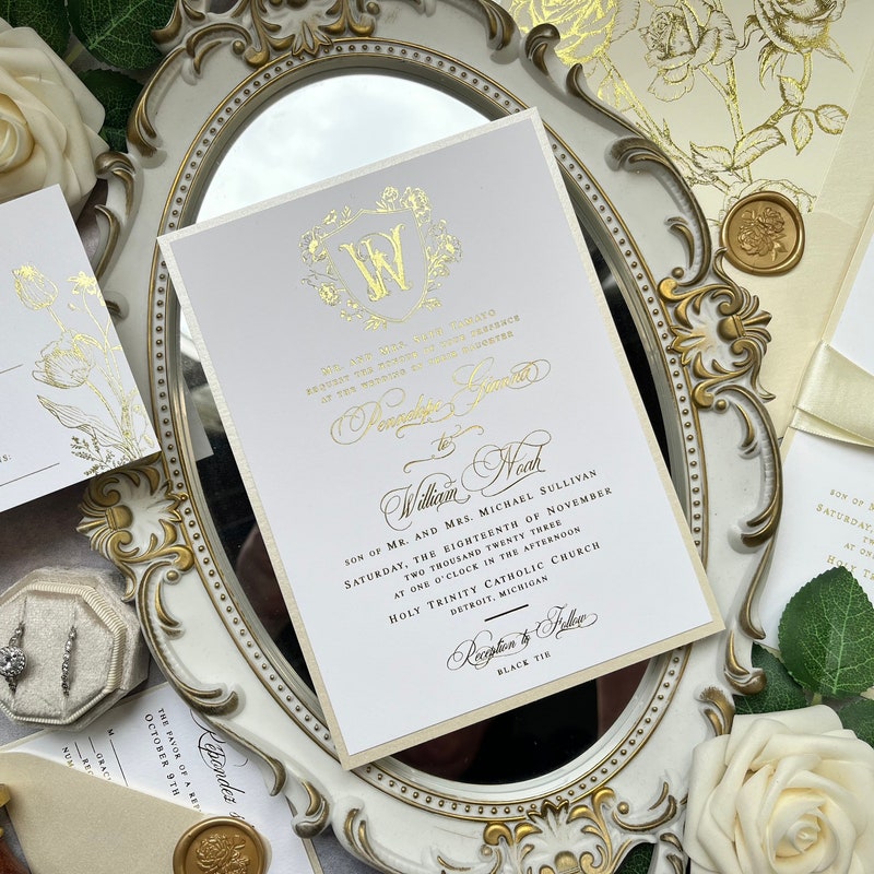 Gold Invitation - Etsy