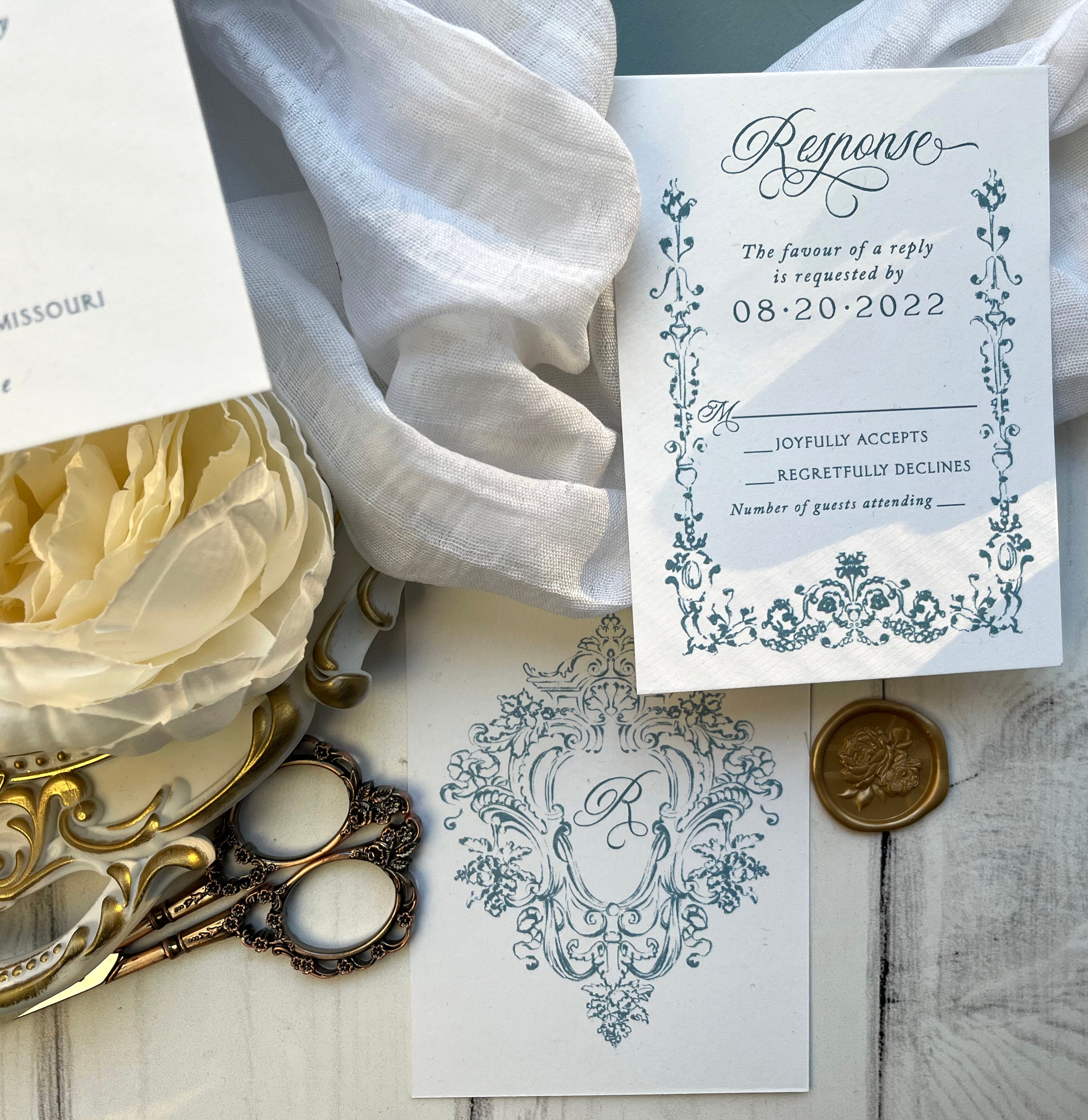 Sample Pack - Dusty Blue Venue Illustration and Vintage Wedding ...