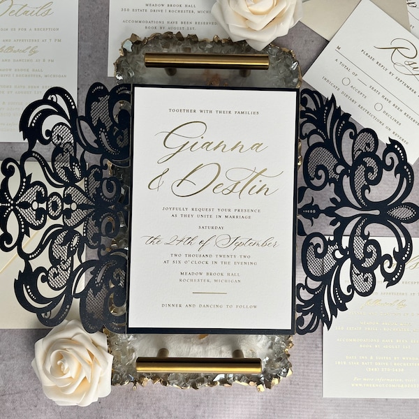 Lace Wedding Invitations - Etsy