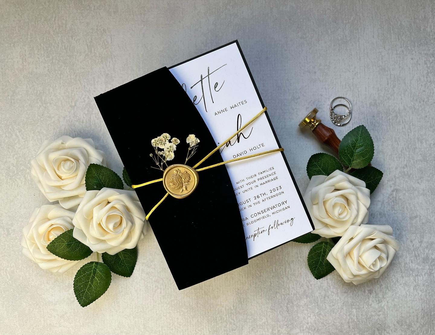 Sample Pack - Black Velvet Modern Chic & Stylish Wedding Invitation ...