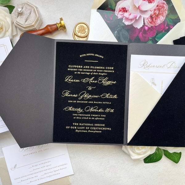 Black Velvet Wedding Invitation - Etsy