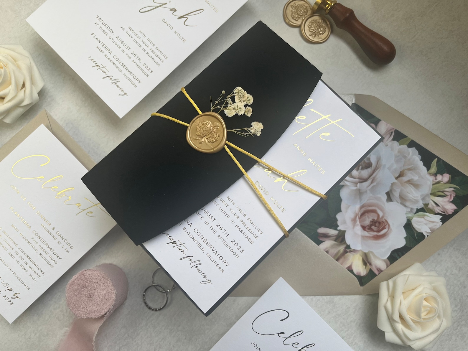 Sample Pack - Black Velvet Modern Chic & Stylish Wedding Invitation ...