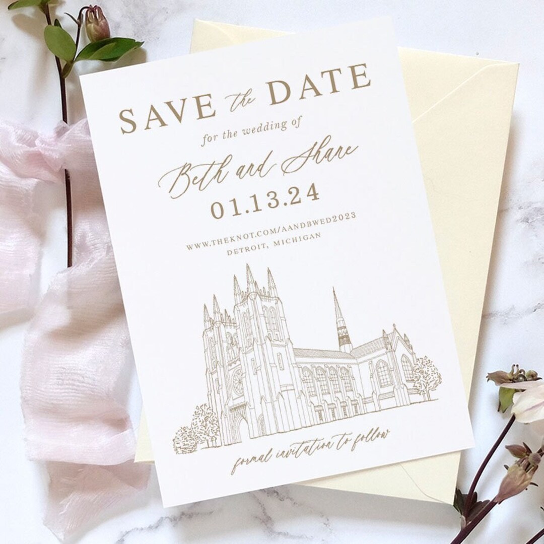 Sample Pack Custom Venue Sketch Save the Dates Cathedral of the Most ...