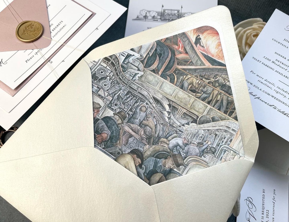 Sample Pack Wedding Invitations With Custom Venue Art Detroit Institute ...