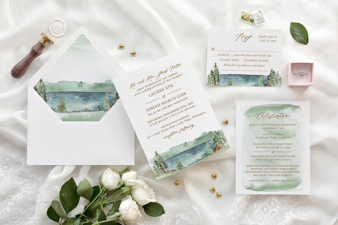 Beautiful Lake Wedding Invitations - Digital File Template Wedding ...