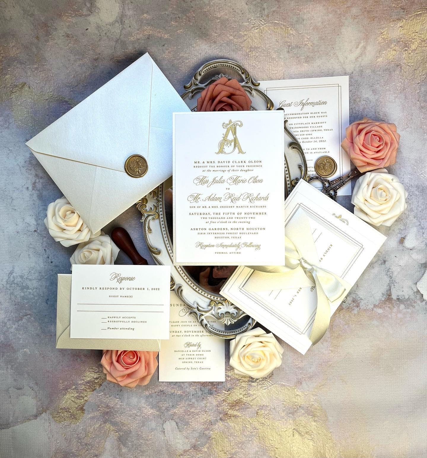 Sample Pack Ivory and Gold Raised Thermography Wedding - Etsy