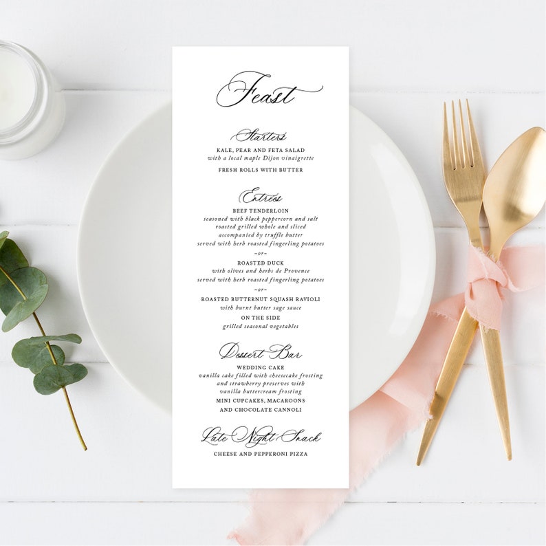 Feast Wedding Menu 02 4x10 We Design. You Print. - Etsy