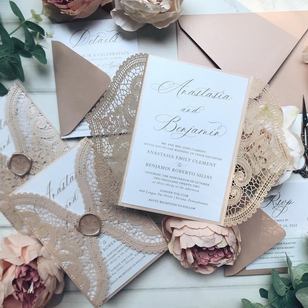 Lace Wedding Invitations - Etsy