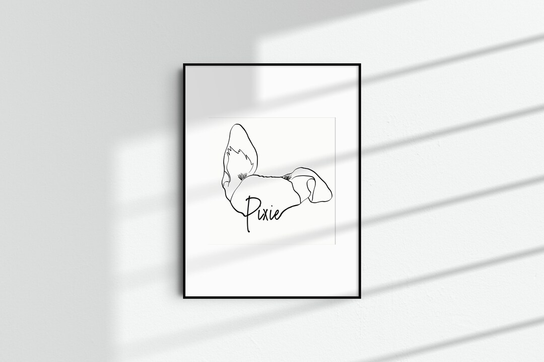 Pet Ears Custom Line Drawing, Dog Ear Outline, Cat Ear Outline, Custom ...