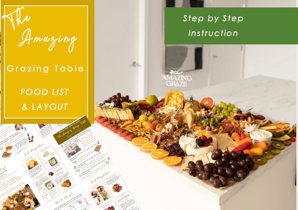 Grazing Table Layout Template for 20 People Flat-lay Instruction ...