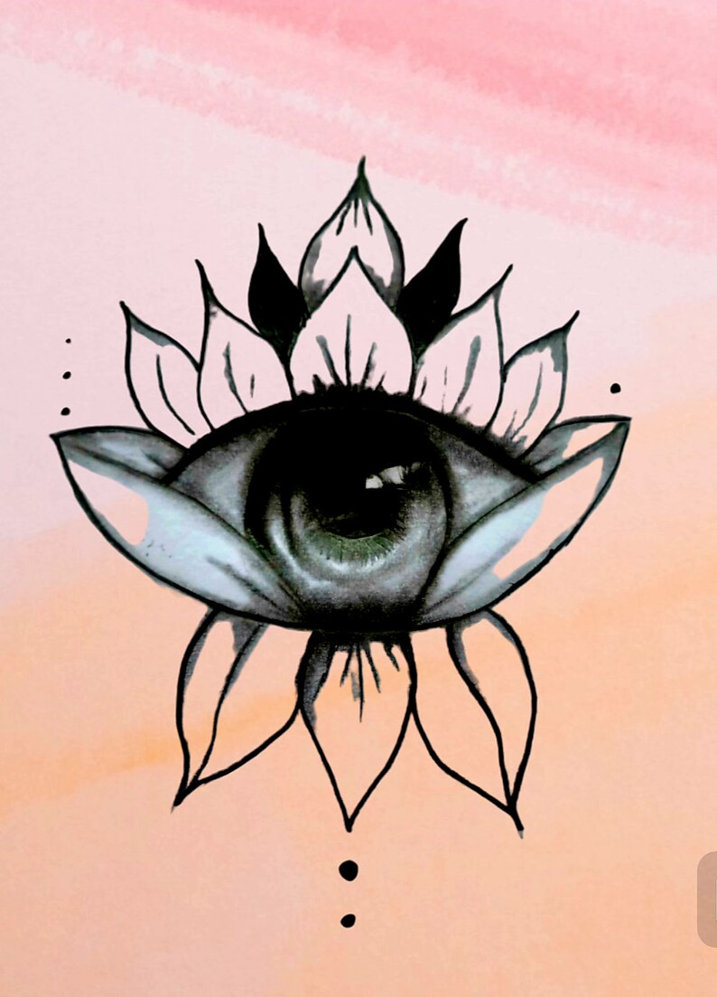 Lotus Flower Third Eye Hand Drawing Lotus Flower Third Eye - Etsy