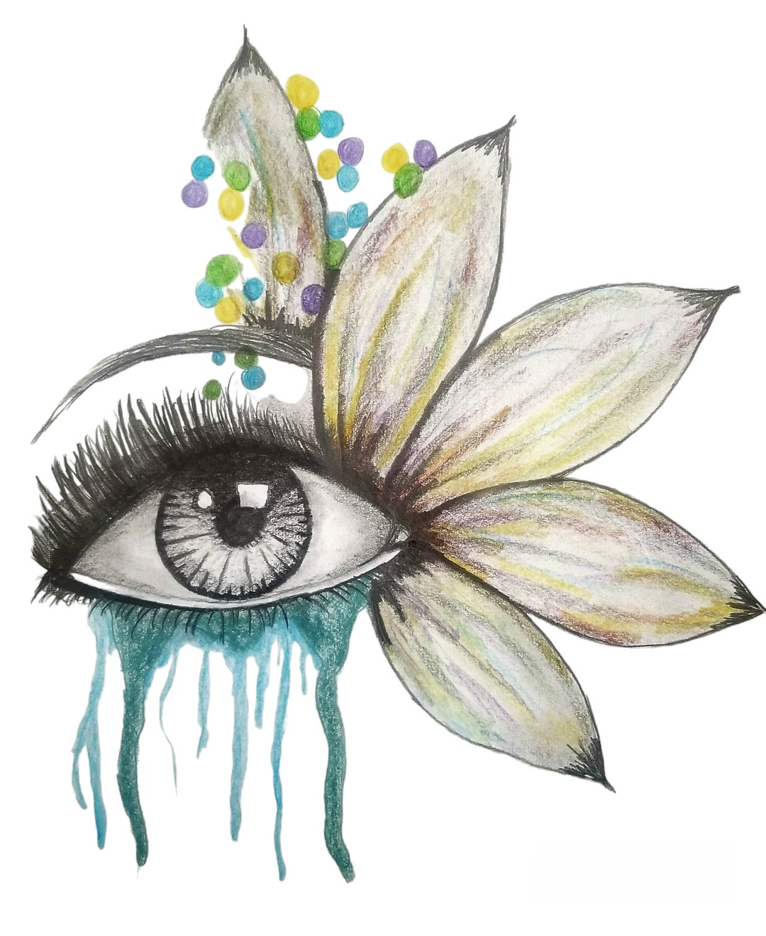 Crying Eye Hand Drawing Flower Art Grief Beautiful Eye Drawing Unique ...