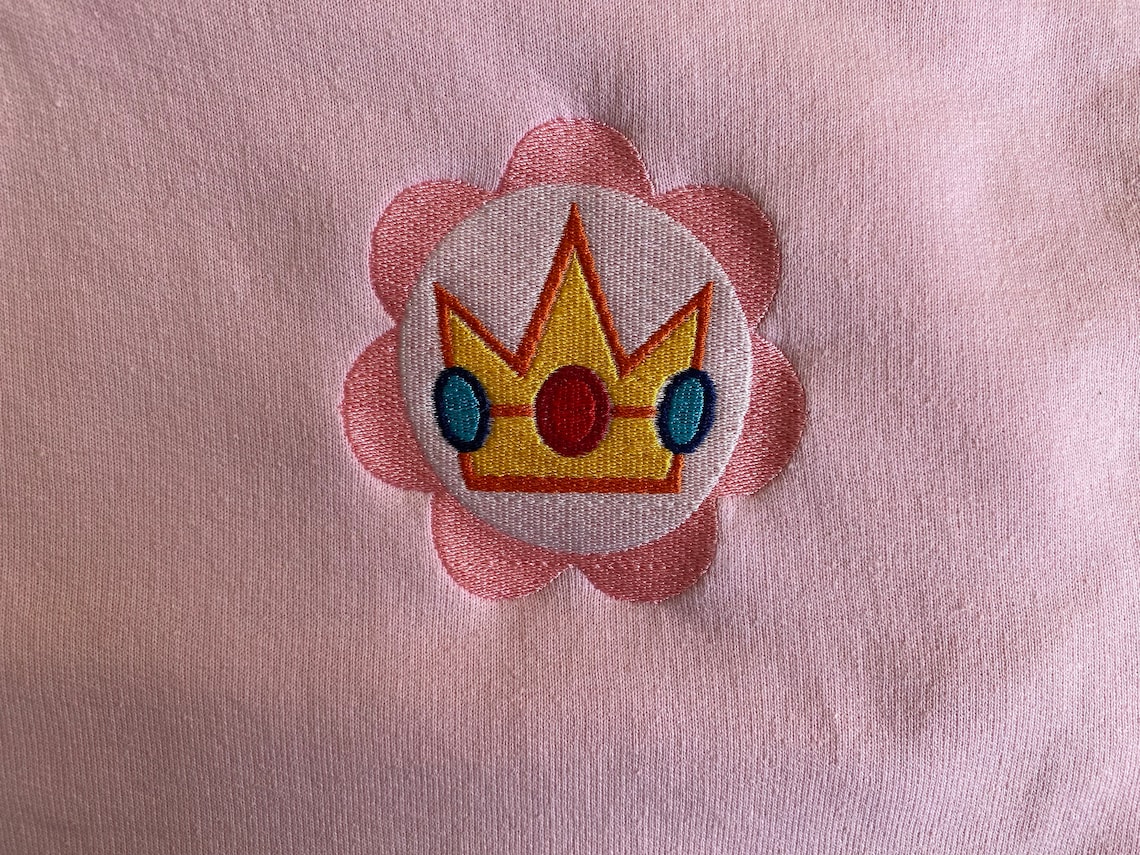 Princess Peach Super Mario Bros Emblem Embroidered Sweatshirt - Etsy