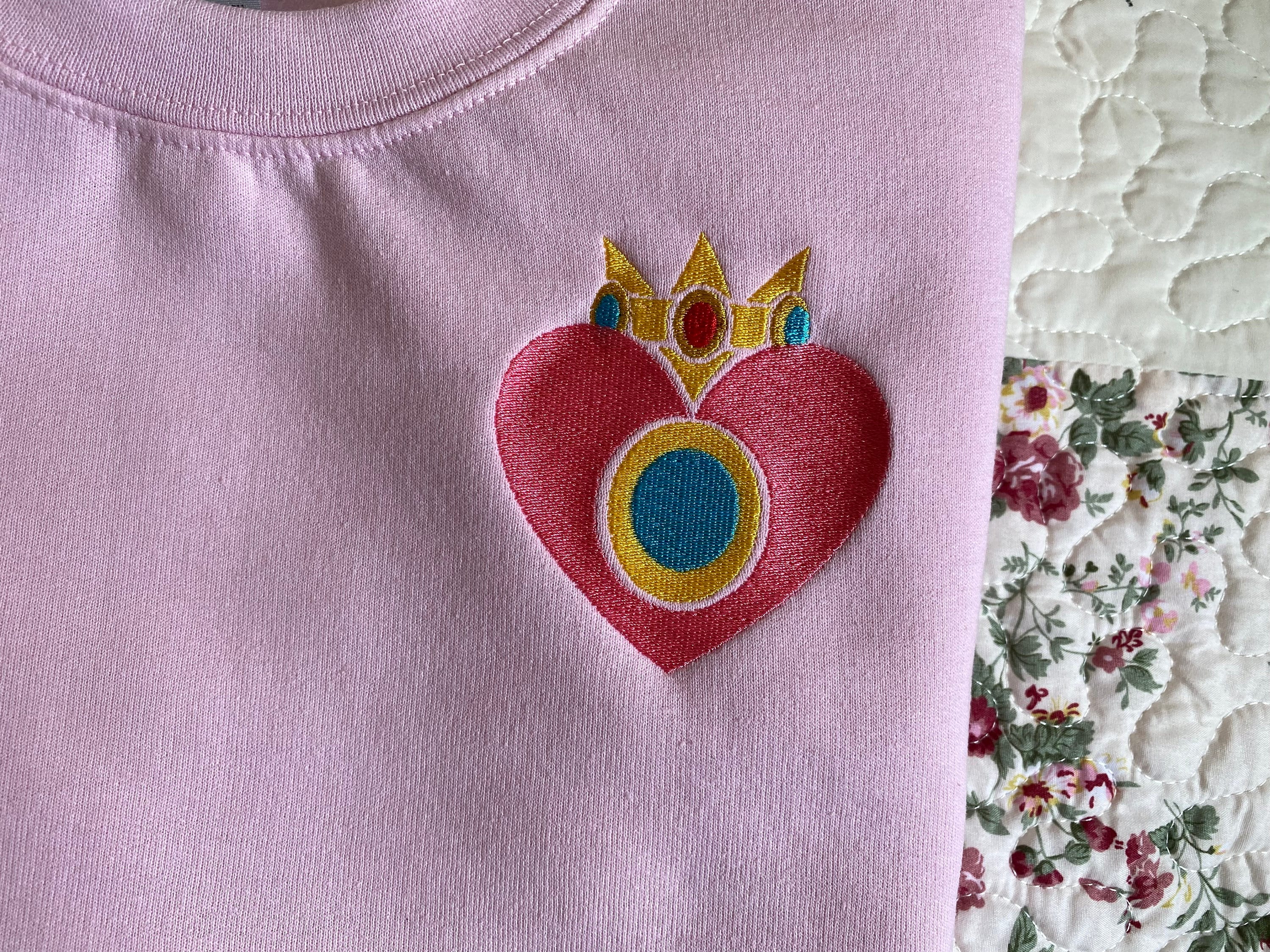 Princess Peach's Mighty Crown Emblem Embroidered Sweatshirt - Etsy