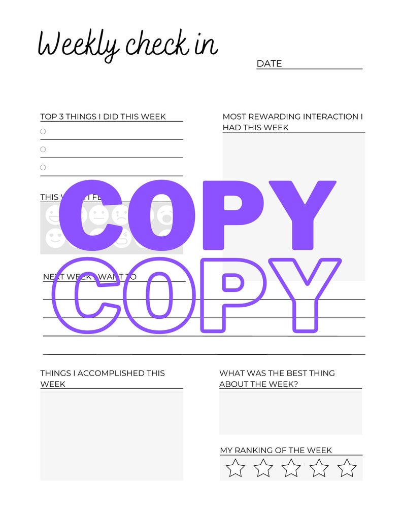 Weekly Check in Worksheet for Children and Teenagers - Etsy