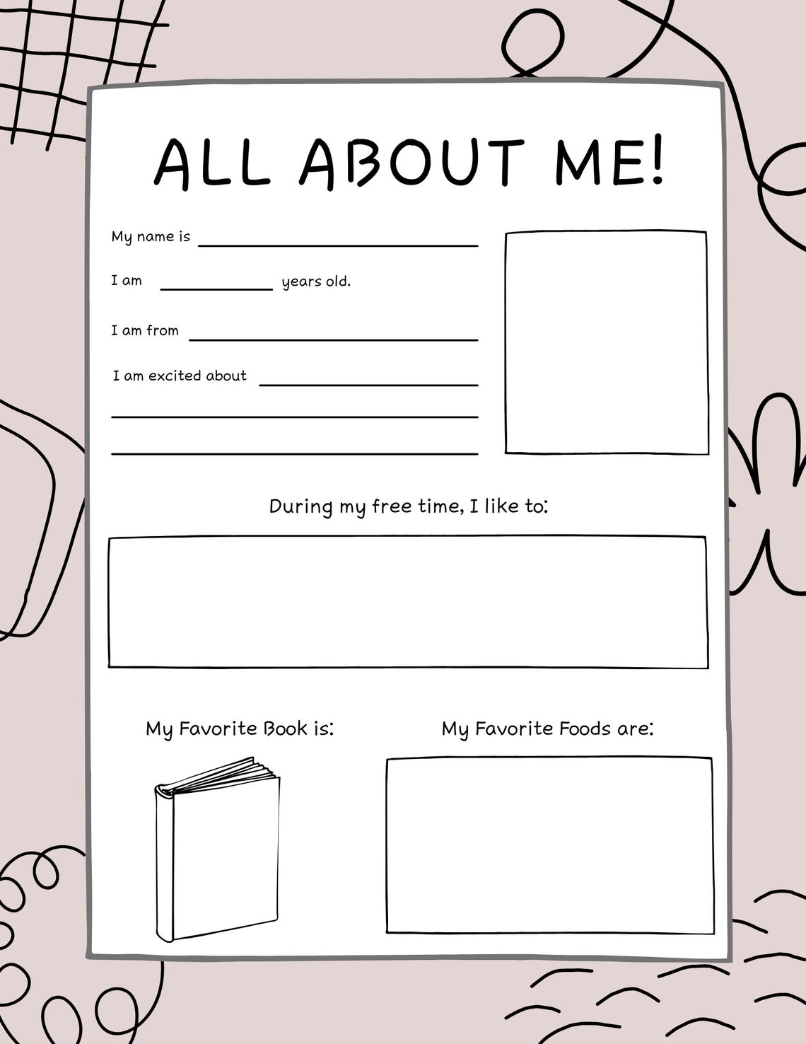 All About Me Work Sheet Great for Elementary Preschool Kindergarten Age ...