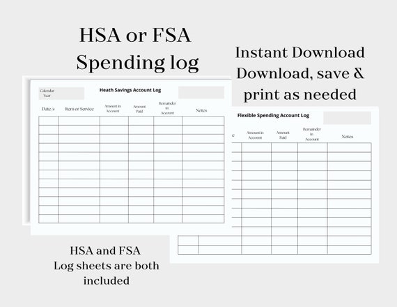 HSA Record Sheet FSA Record Health Savings Account Log | Etsy