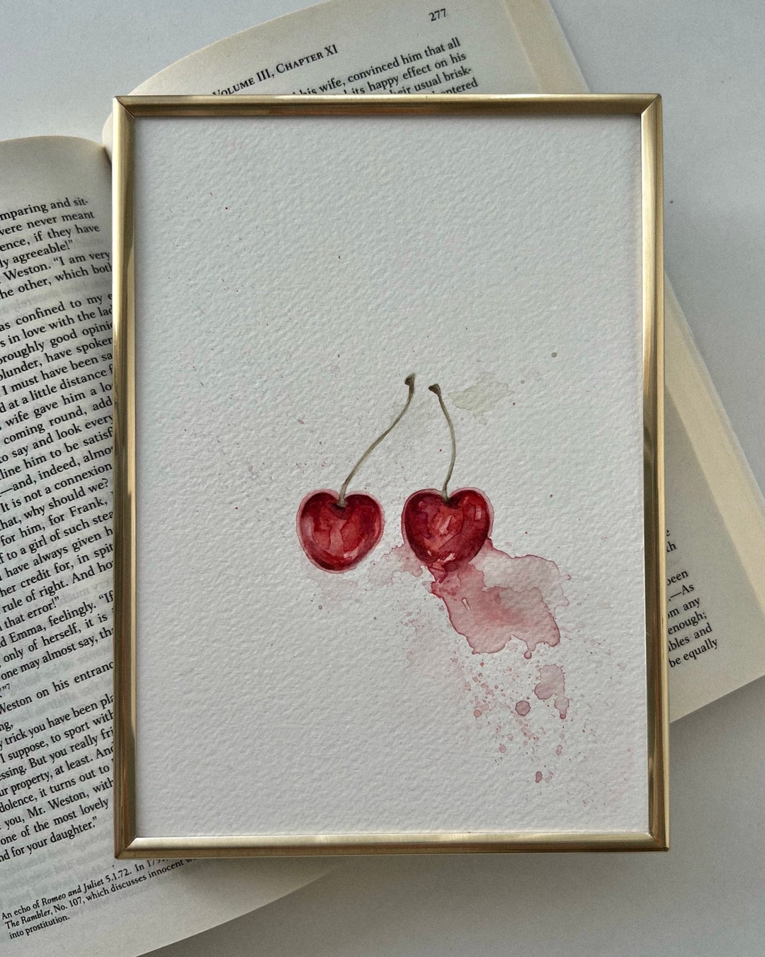 Watercolor Original Painting Cherry Artwork Fruit Paintings Cherries ...