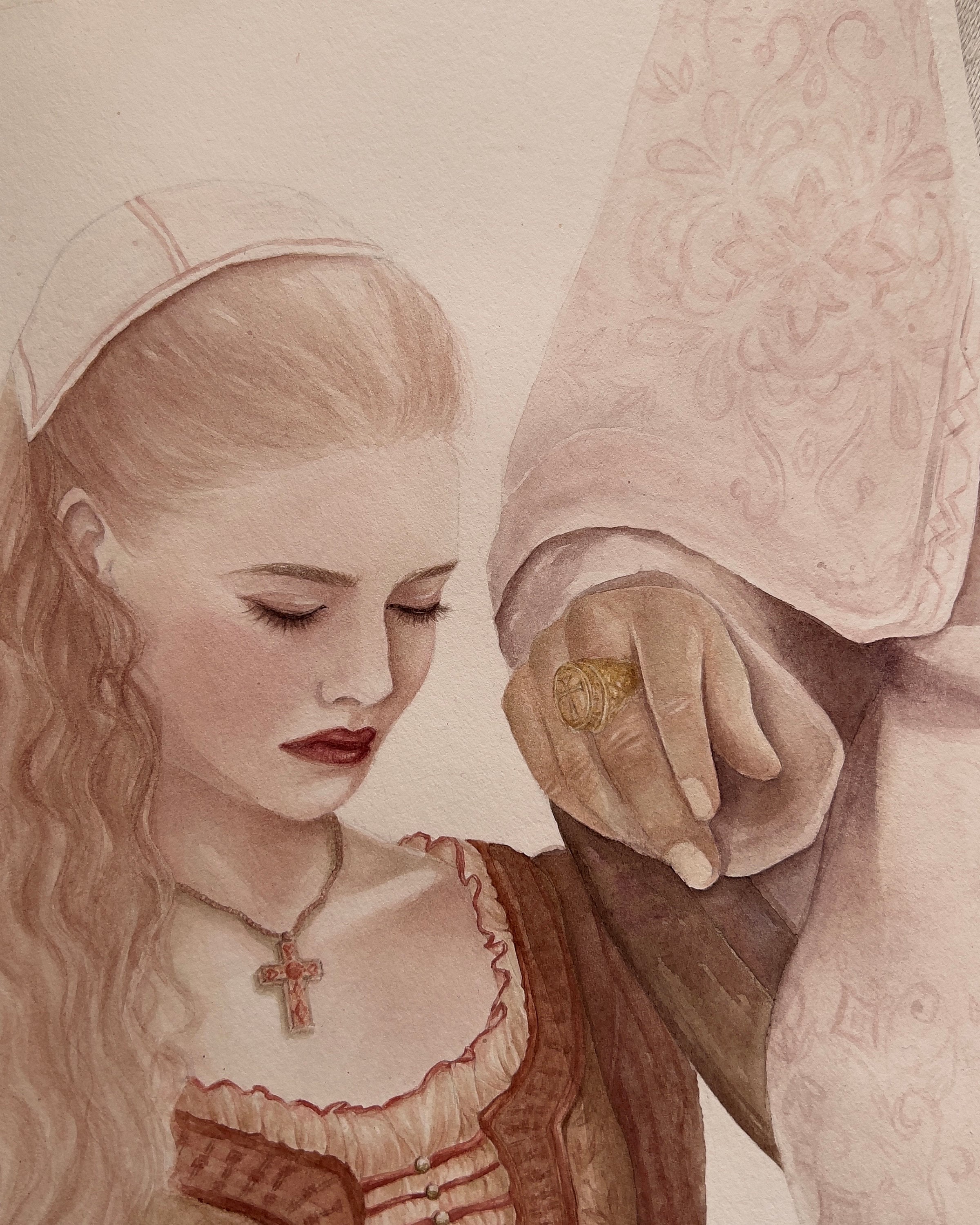 Lucrezia Borgia Watercolor Original Painting Vintage Art Renaissance ...
