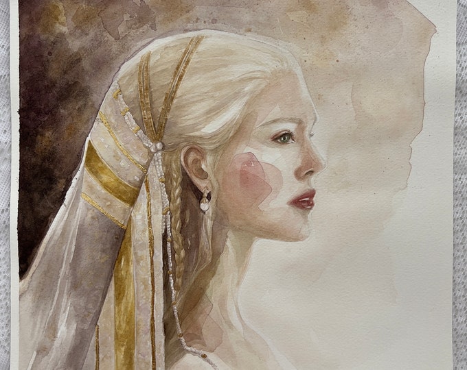 Lucrezia Borgia Original Watercolor Painting Hand Painted Artwork Girl ...