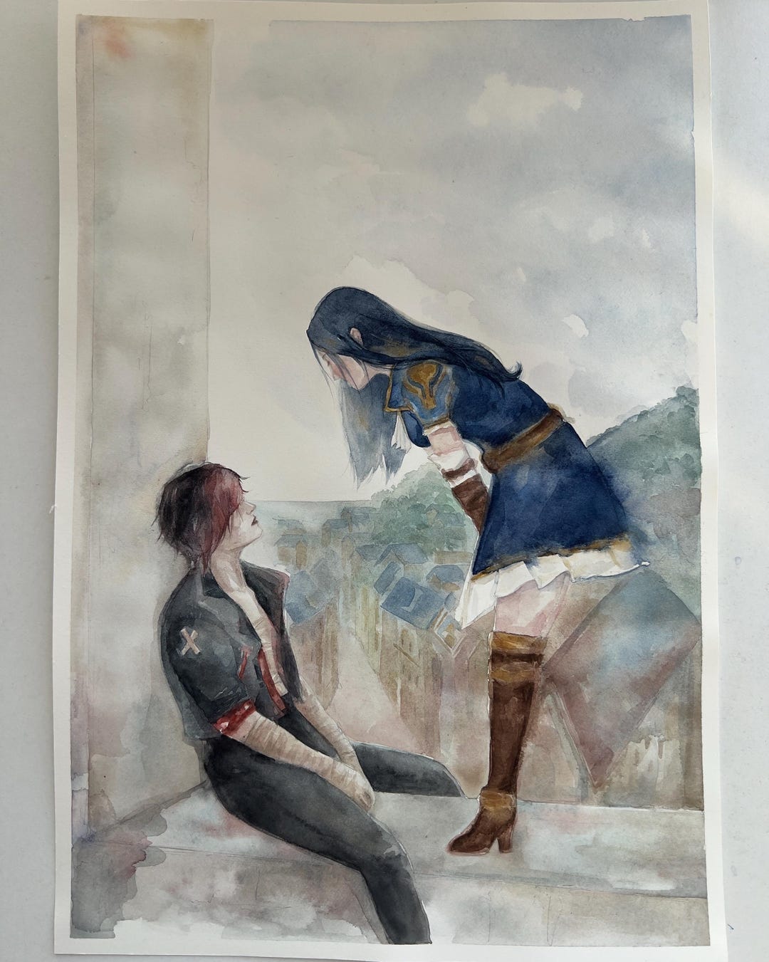 Arcane Vi and Caitlyn Watercolor Painting: Romantic LGBT Fanart - Etsy