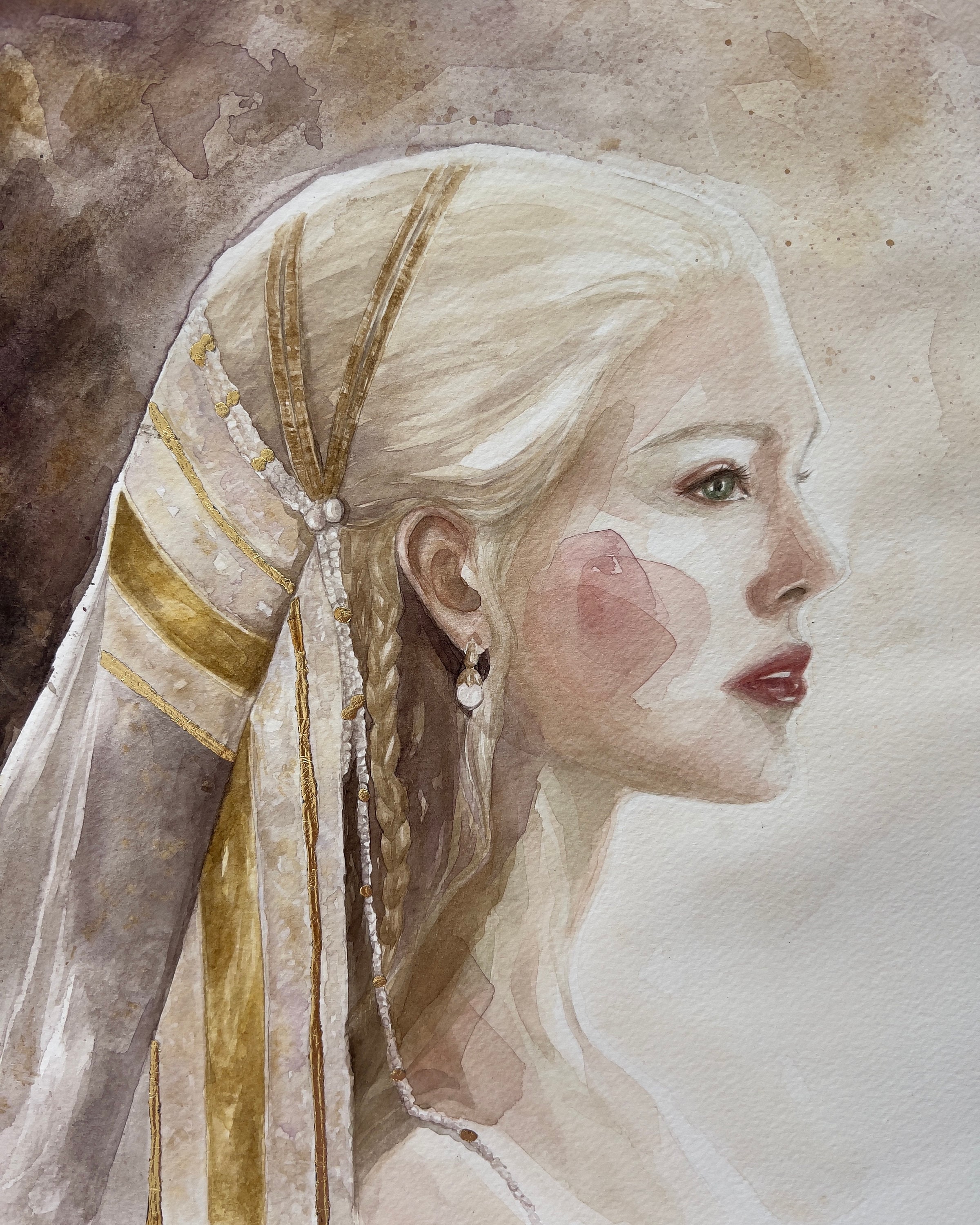 Lucrezia Borgia Original Watercolor Painting Hand Painted Artwork Girl ...